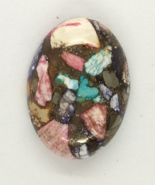 25x18mm Rainbow Matrix Collage Cabochon Oval Flat Back Stone S2181E ...