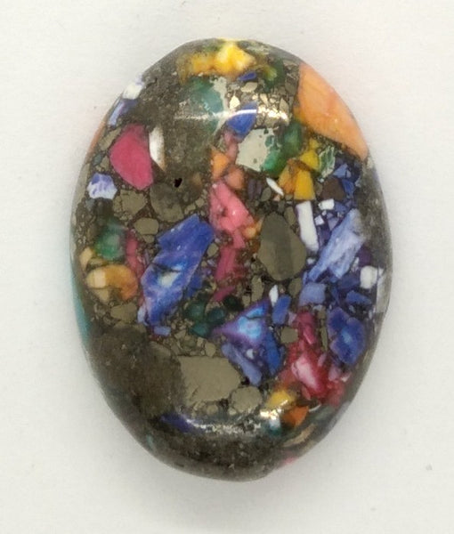 25x18mm Rainbow Matrix Collage Cabochon Oval Flat Back Stone S2181i ...